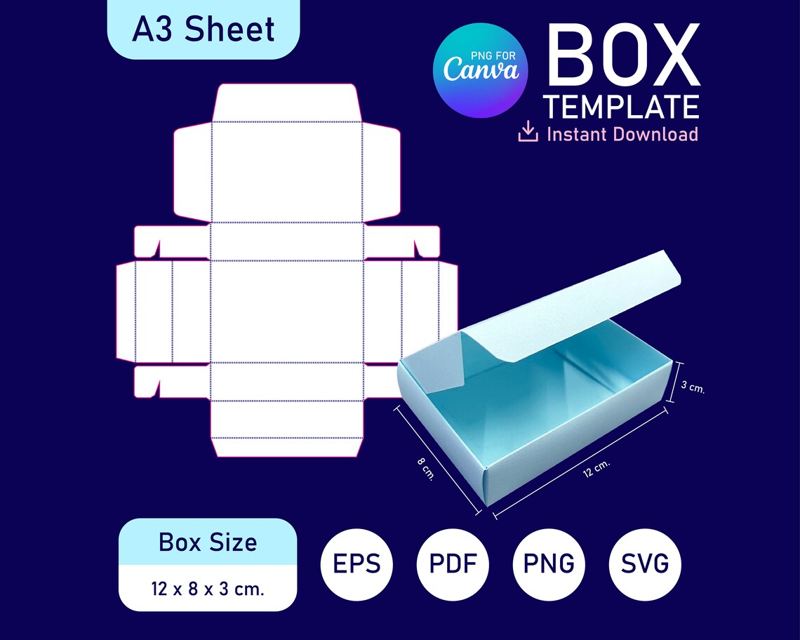 Gift Box Template Classic Box SVG Gift Box Packaging Square - Etsy