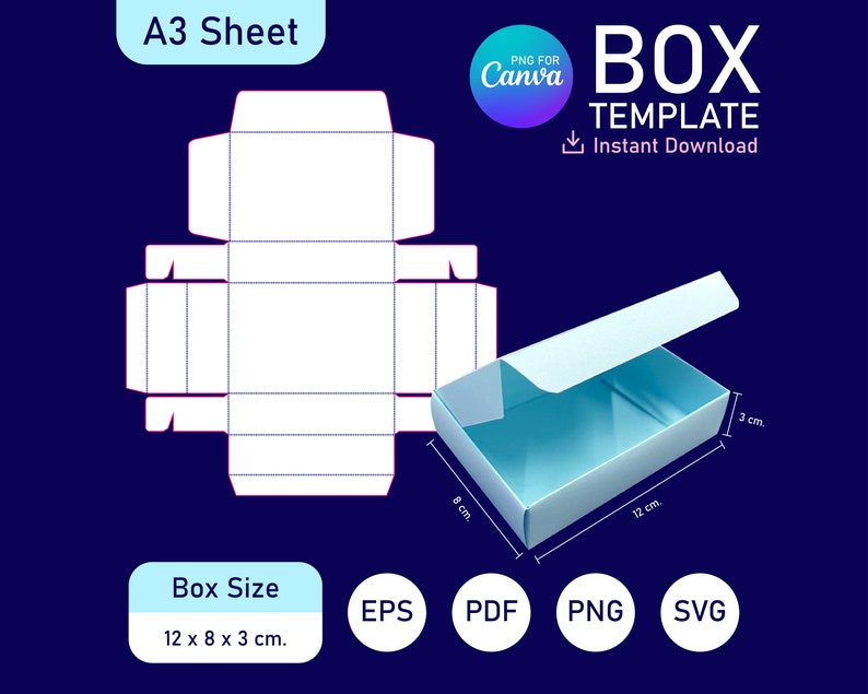 Gift Box Template Classic Box SVG Gift Box Packaging Square - Etsy
