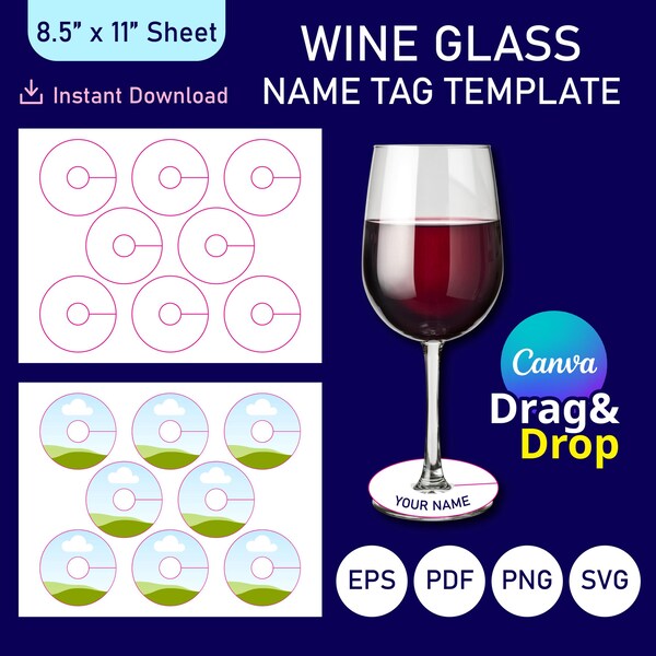 Wine Glass Name Tags - Etsy