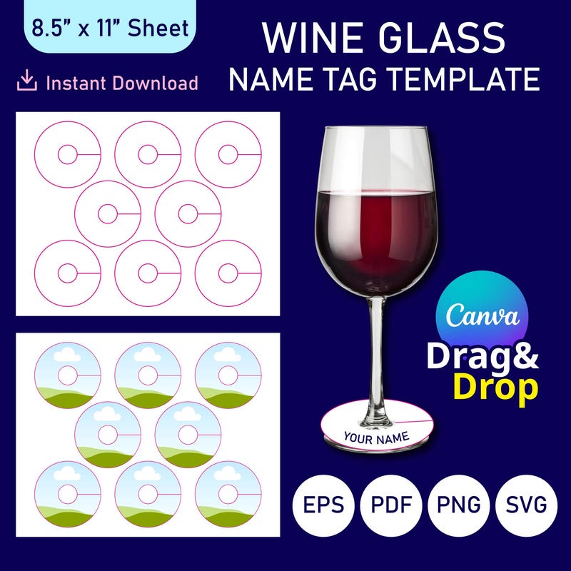 Wine Glass Name Tags - Etsy