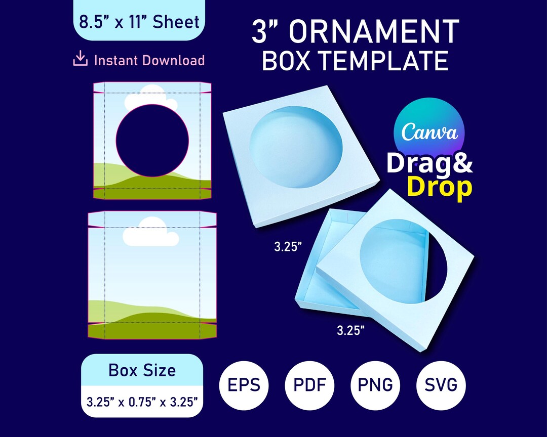 3 Ornament Box Template, Ornament Box SVG, Ornament Box Packaging ...