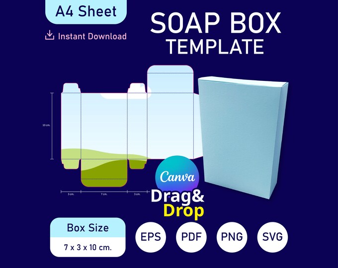 Soap Box SVG, Bath Soap Box Template, Soap Packaging Template, Canva ...
