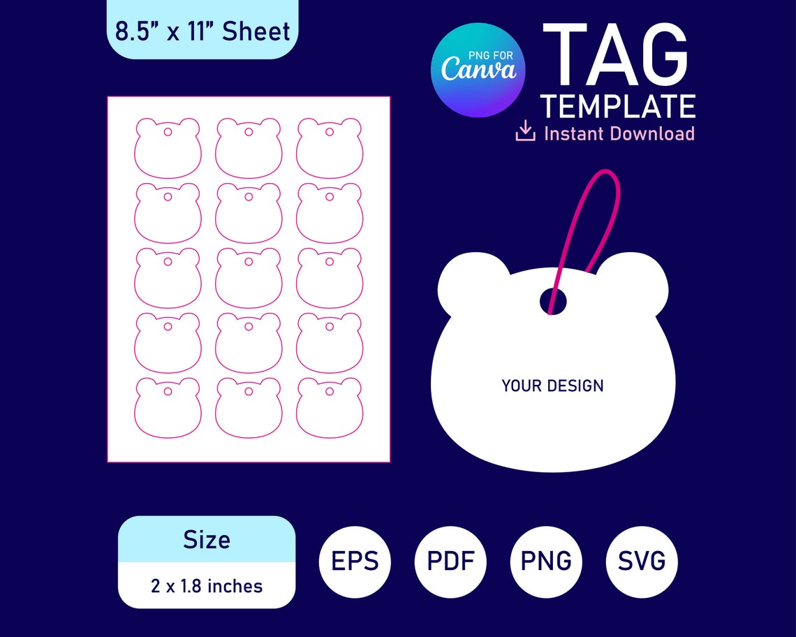 Bear Tag, Bear Tag Template, Gift Tag Template, Tag Template, Hang Tag ...