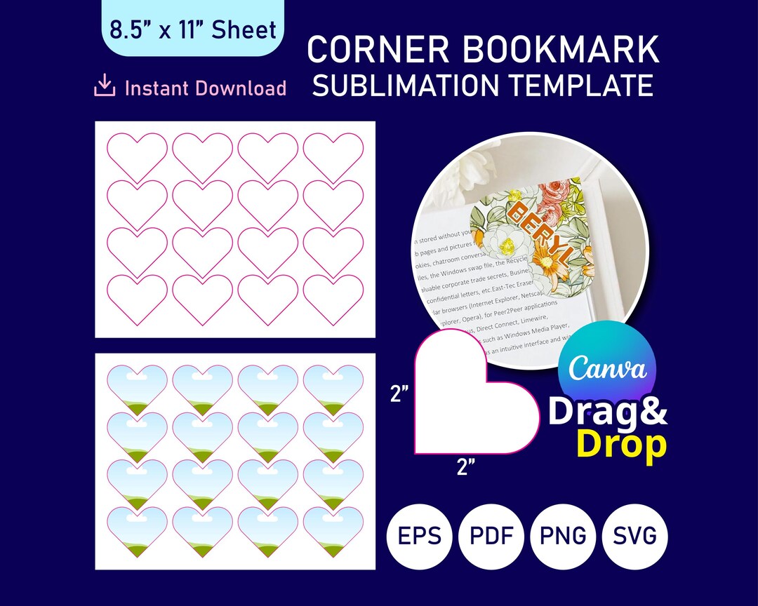 Corner Bookmark Template, Bookmark Template SVG, Bookmark SVG, Blank ...
