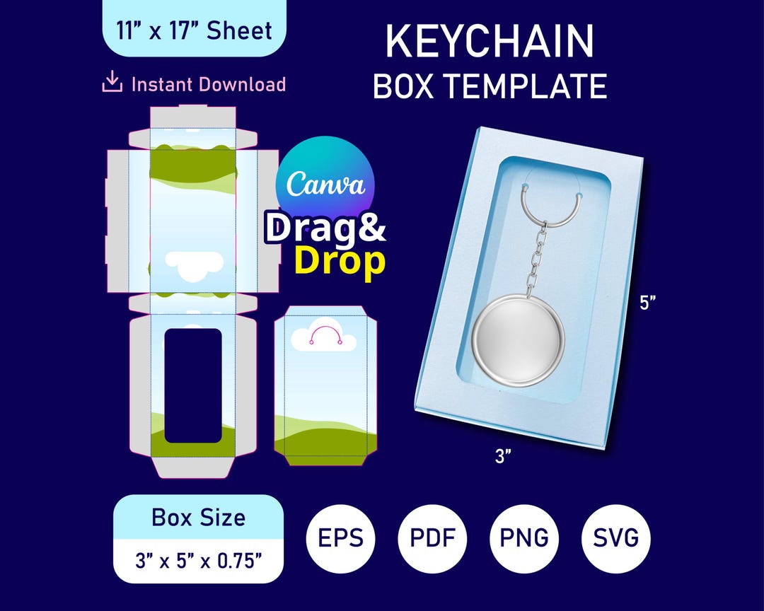 Keychain Box Template, Keychain Box Display, Keychain Box Packaging ...