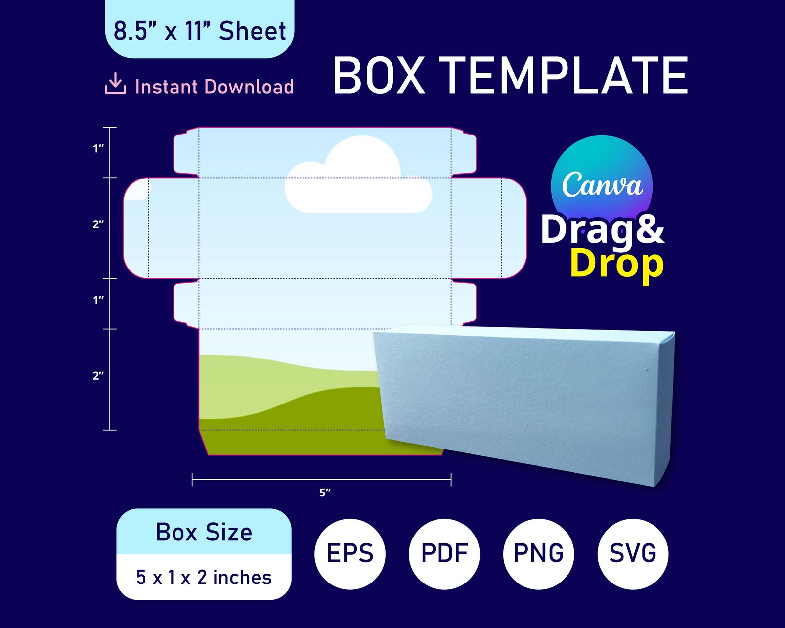 Box Template, Square Box Template, Box Packaging, Classic Box Canva ...