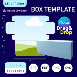 Box Template, Square Box Template, Box Packaging, Classic Box Canva ...