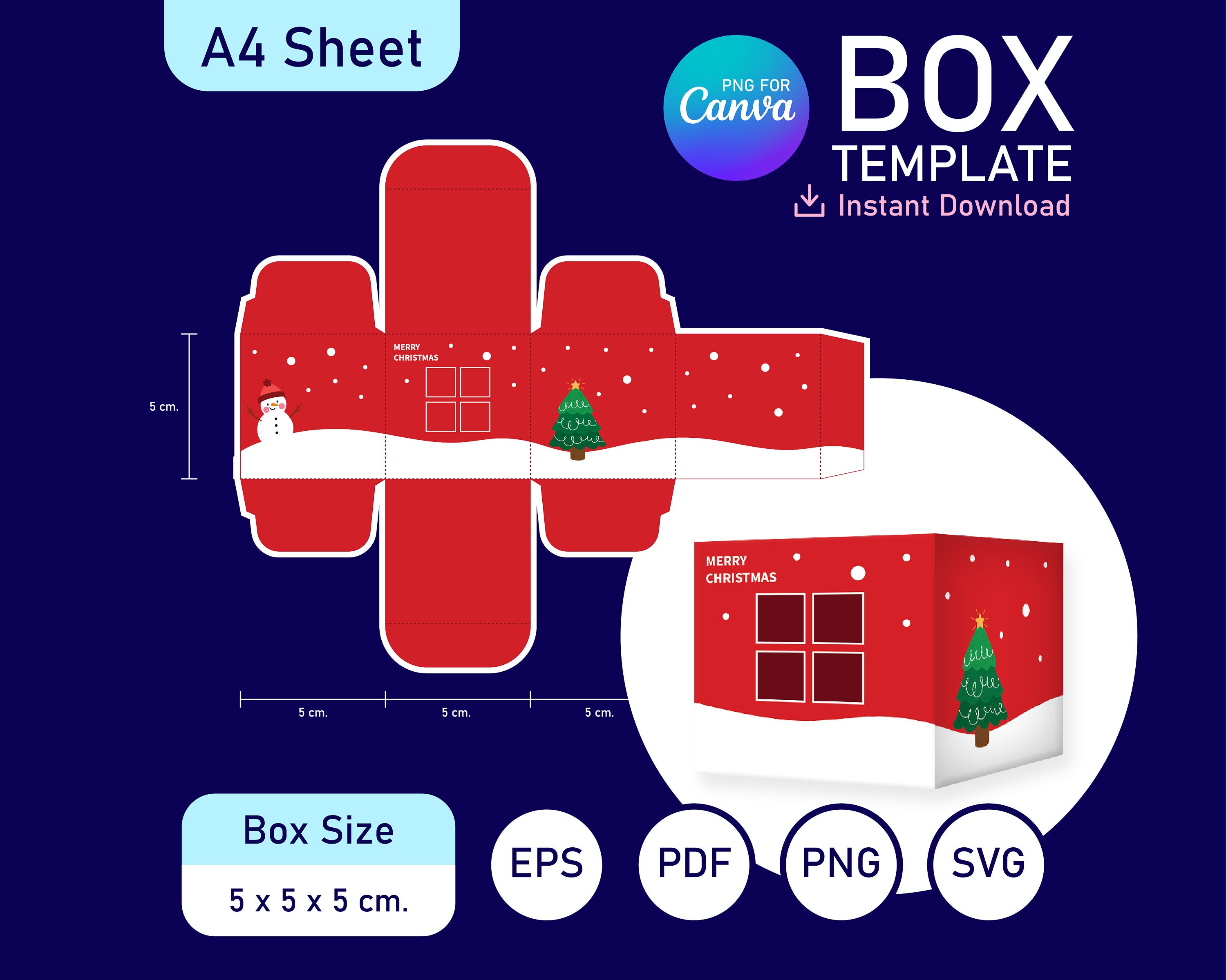 Christmas Box Svg, Christmas Box Template, Red Christmas Gift Box ...