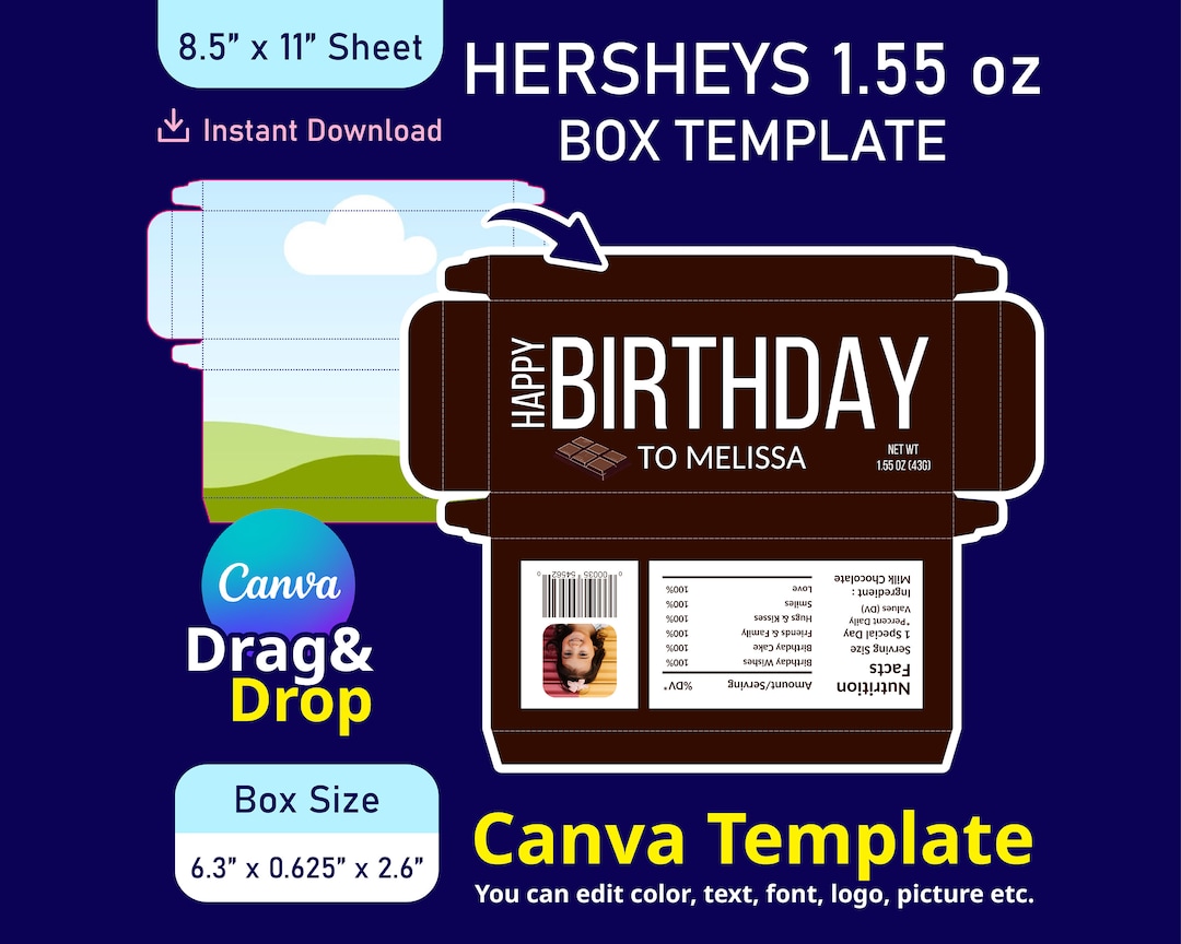 Hersheys Box Template, Chocolate Box Template, Chocolate Bar Packaging ...