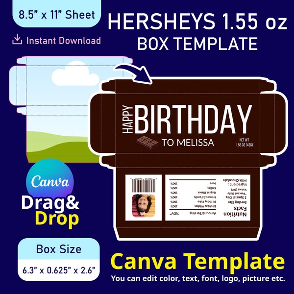 Baby Shower Box Template, Candy Box Template , Party Box Template, Box ...