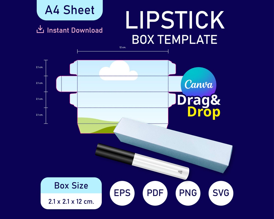 Lipgloss 5 ML Box Template, Lipstick Box Template, Lipstick Packaging ...