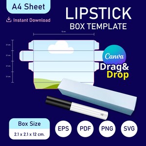Lipgloss 5 ML Box Template, Lipstick Box Template, Lipstick Packaging ...