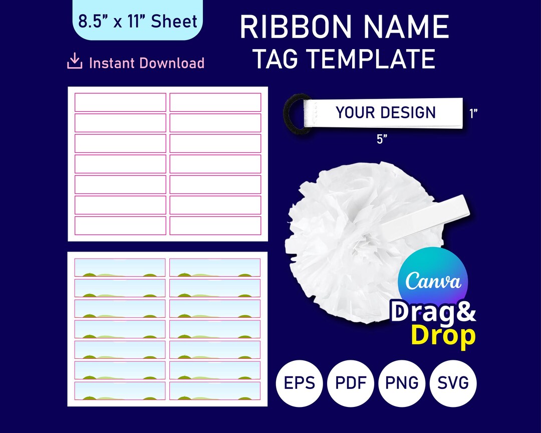 Ribbon Name Tag Template, Ribbon Heat Transfer, Ribbon Sublimation ...