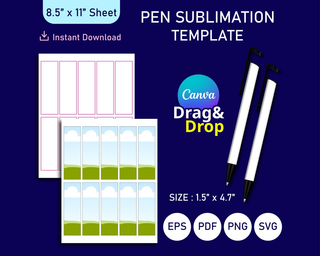 Pen Template, Pen Wrap Template, Pen Sublimation Template, Pen Wrapper ...