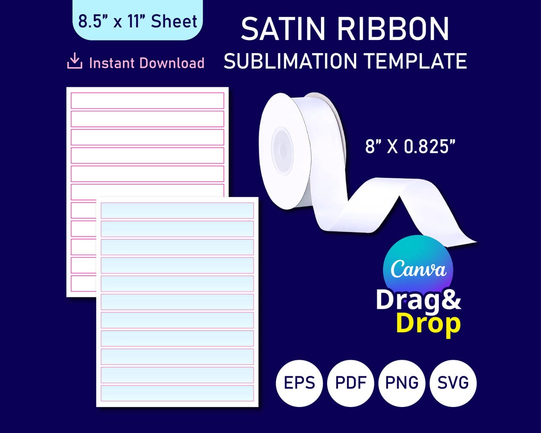 Satin Ribbon Template, Ribbon Heat Transfer, Ribbon Sublimation, Ribbon ...