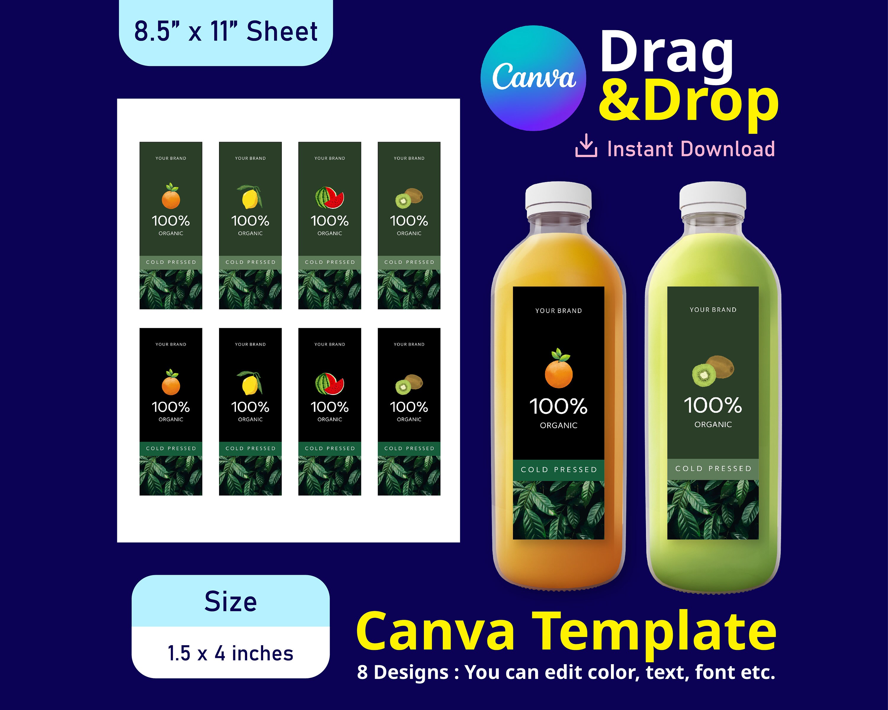 Juice Label, Juice Label Template, Juice Label Design, Juice Label ...