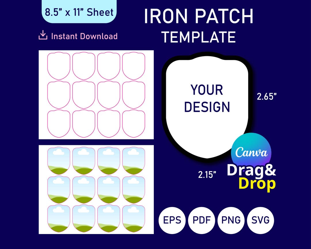 Hat Patch Template, Rectangle Iron Patch Template, Iron Patch Sublimation, Iron Patch ...