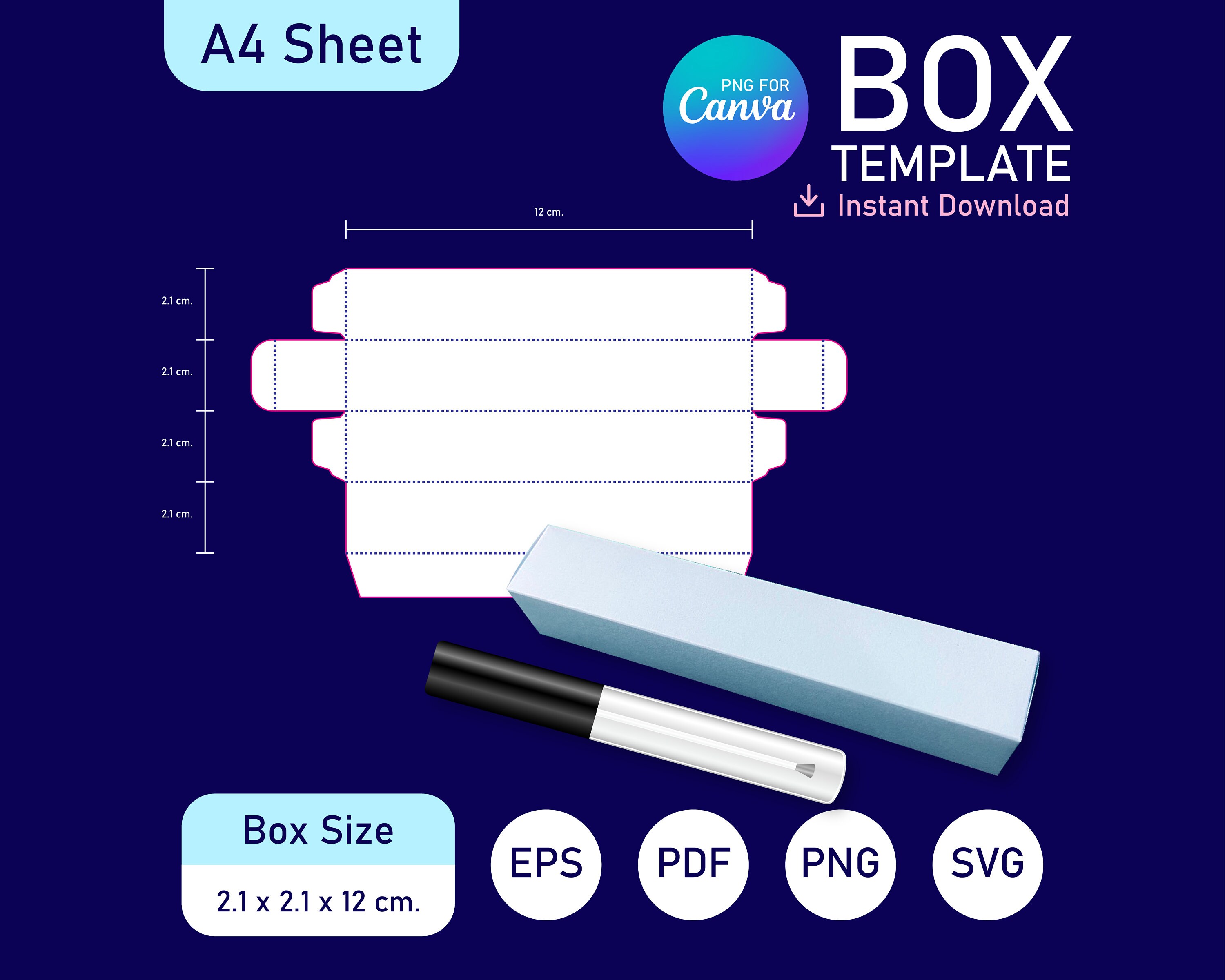 Lipgloss 5 ML Box Template, Lipstick Box Template, Lipstick Packaging ...