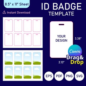 ID Badge Template, ID Badge Template Svg, ID Card Template, Business Id ...