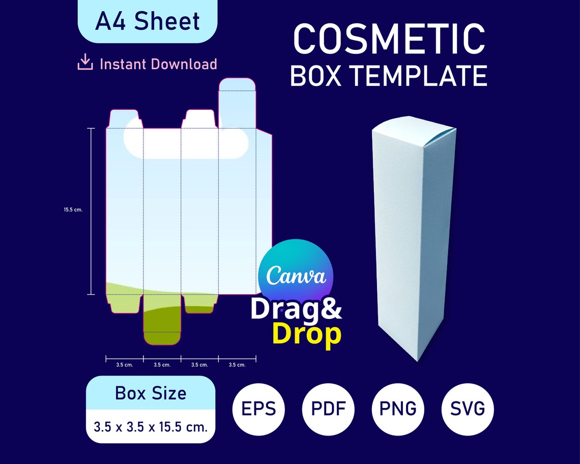 Box Template, Cosmetic Box Template, Box Packaging, Cosmetic Box SVG ...