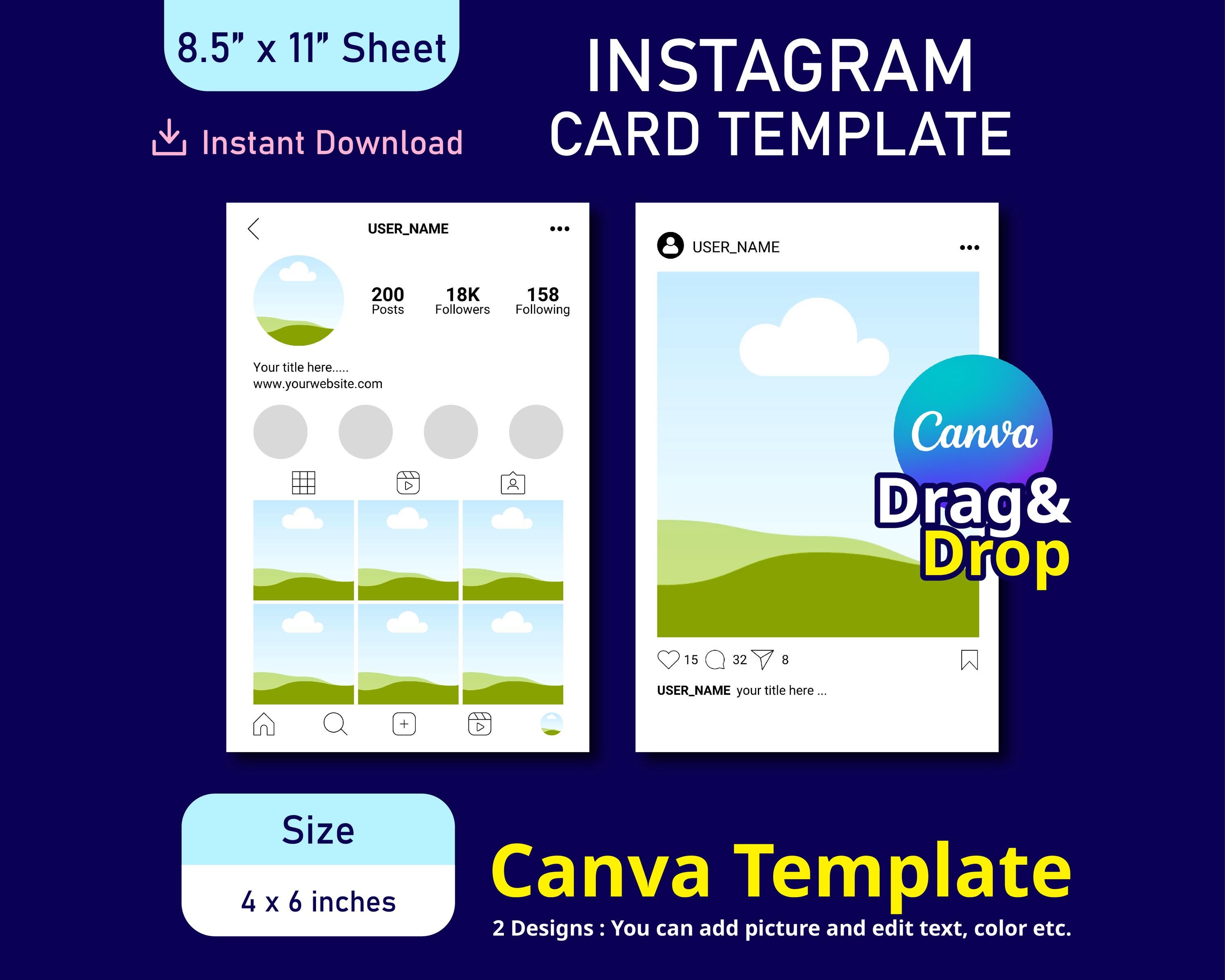 Instagram Card Template, Instagram Card Canva Template, Ig Card ...