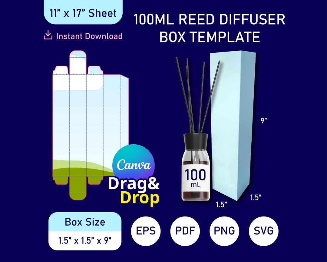 100ML Reed Diffuser Box Template, Reed Diffuser Box Template, Diffuser ...