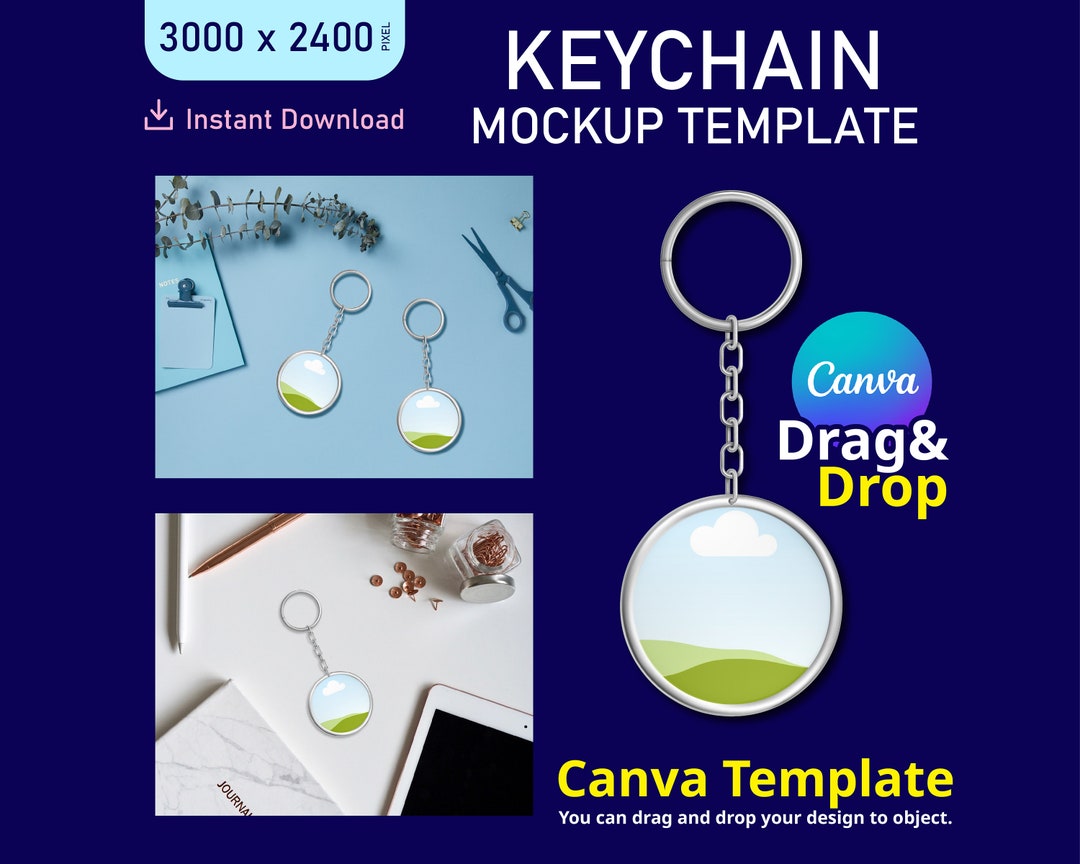 Keychain Mockup, Keychain Mockup Template, Circle Keychain Mockup, Keychain Mockup Canva ...