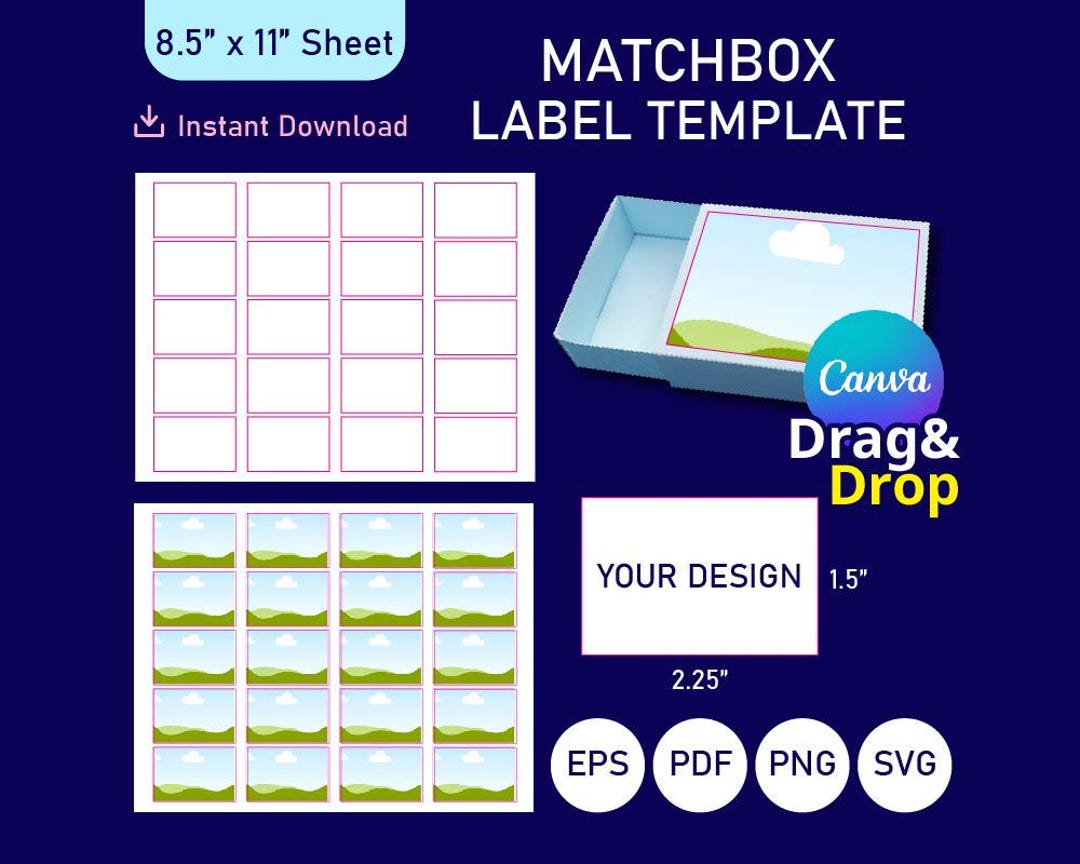 Matchbox Label Template, Matchbox Label, Matchbox Labels, Custom ...