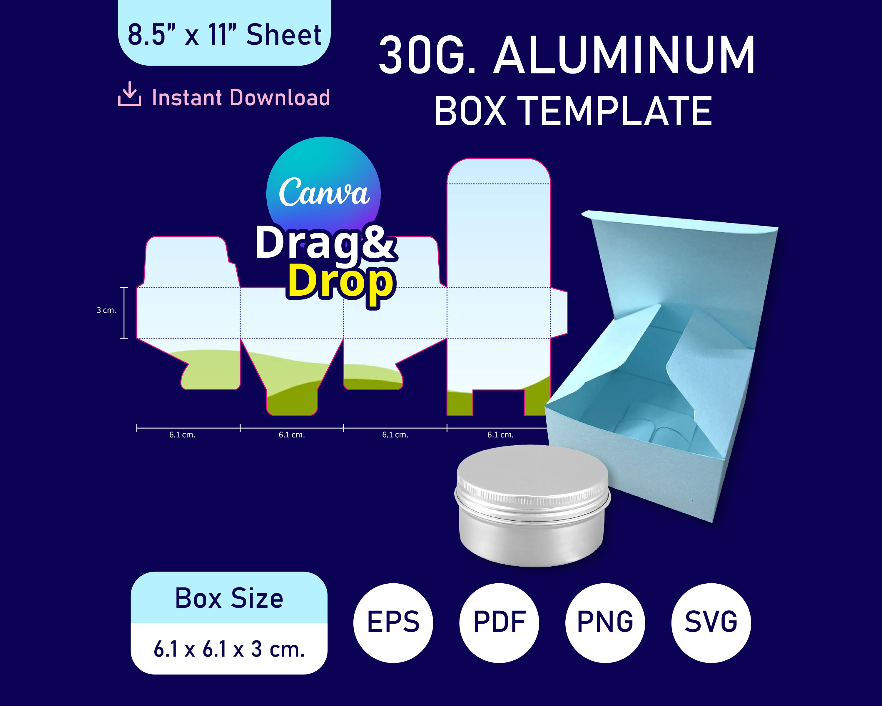 30G. Aluminum Box Template, Square Box Template, Box Packaging, Classic ...