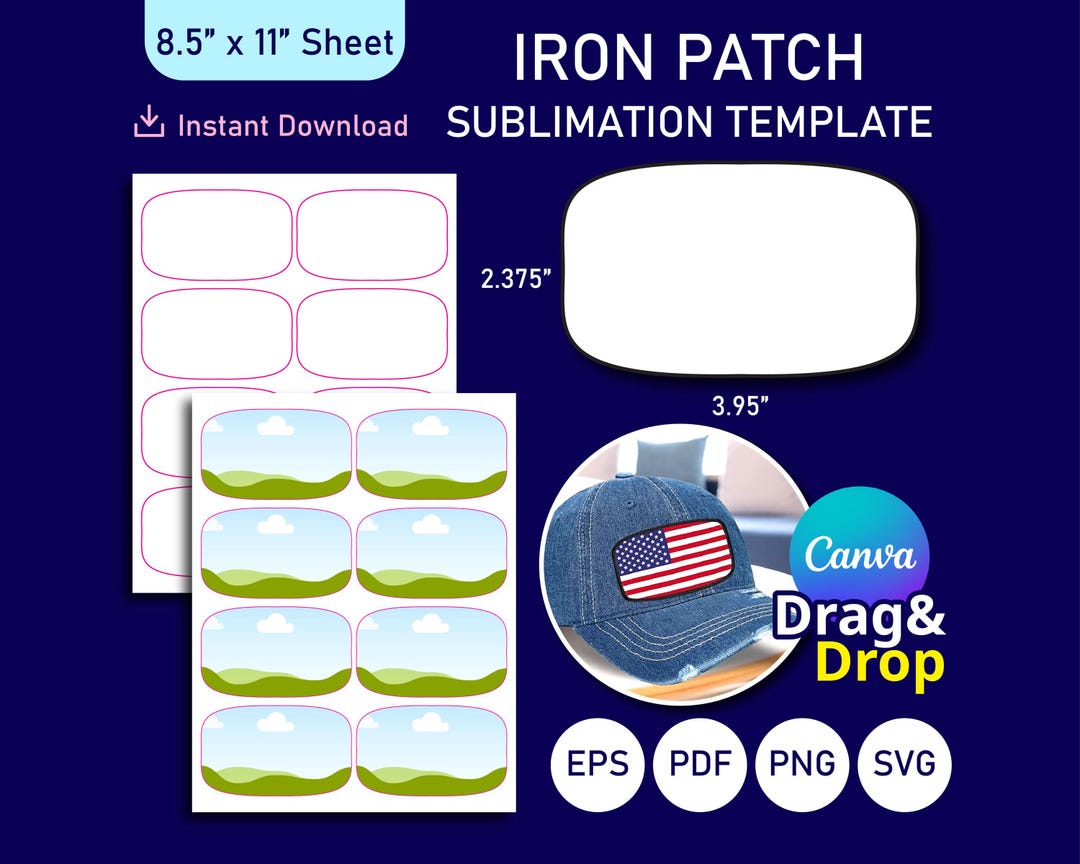 Hat Patch Template, Rectangle Iron Patch Template, Iron Patch Sublimation, Iron Patch ...