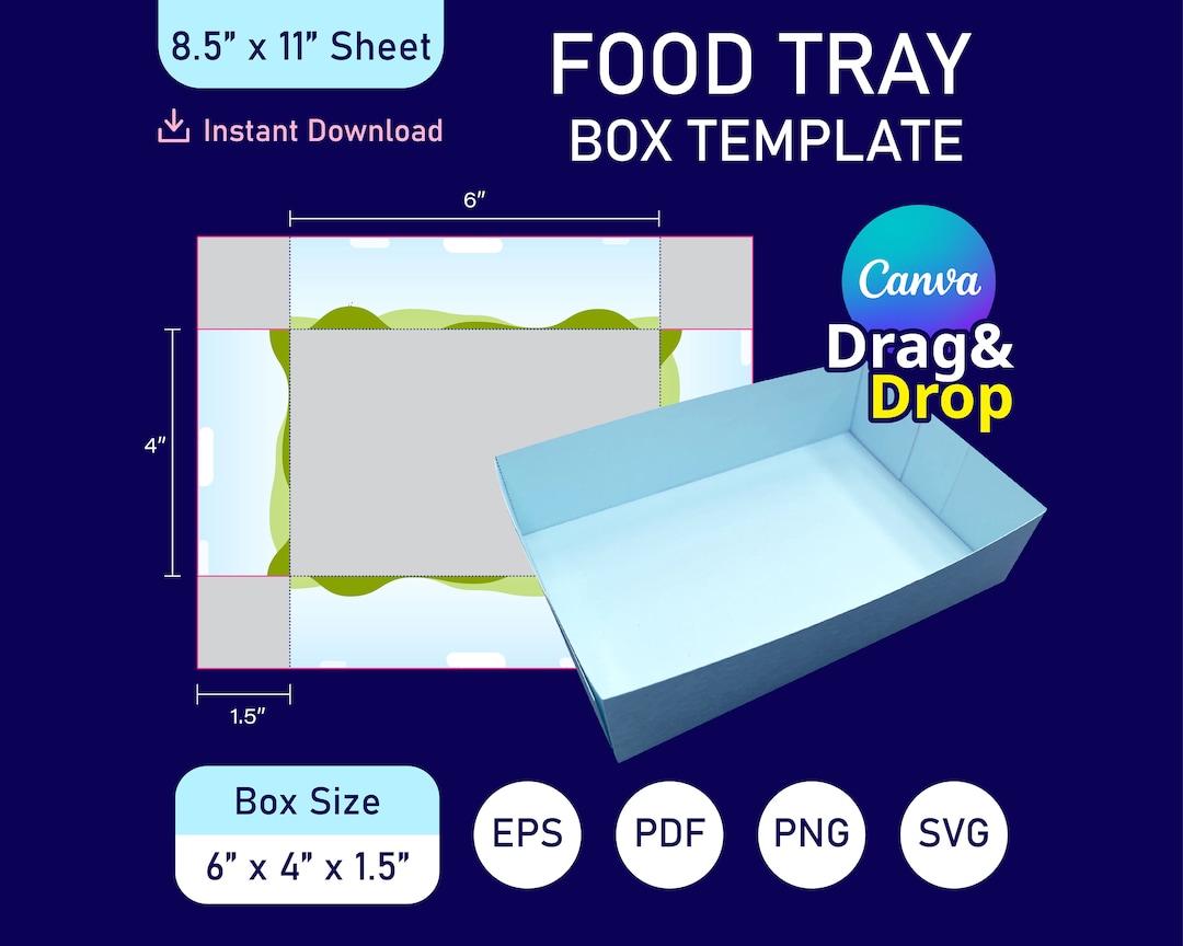 Food Tray Template, Tray Template, Tray Packaging, Tray SVG Template ...