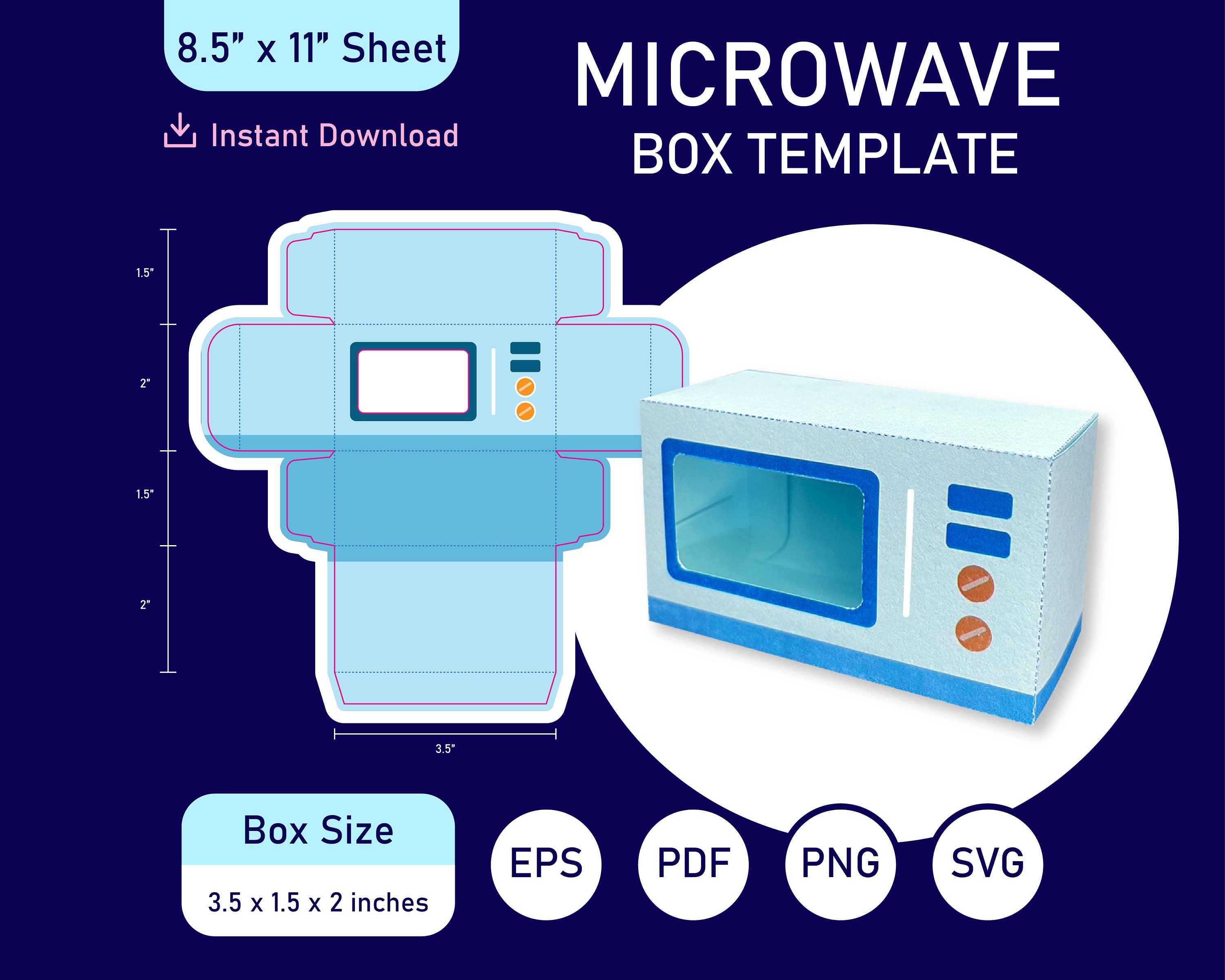 Microwave Box Template, Candy Box Template , Party Box Template, Box ...