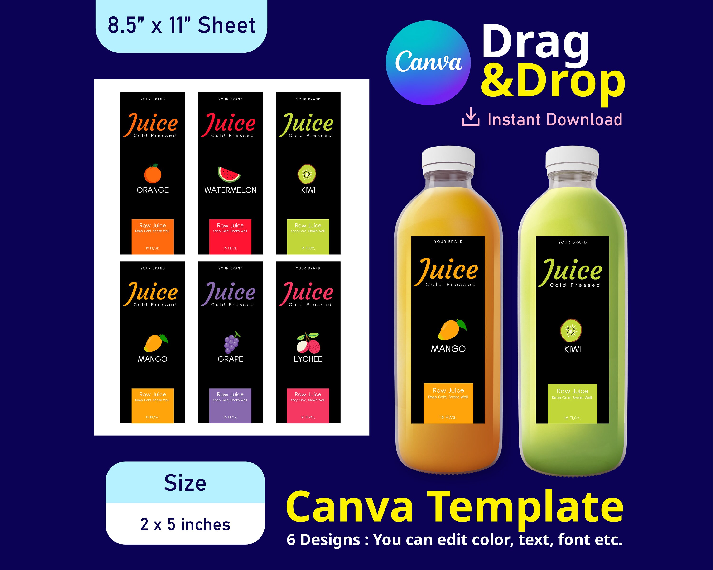 Juice Label, Juice Label Template, Juice Label Design, Juice Label ...