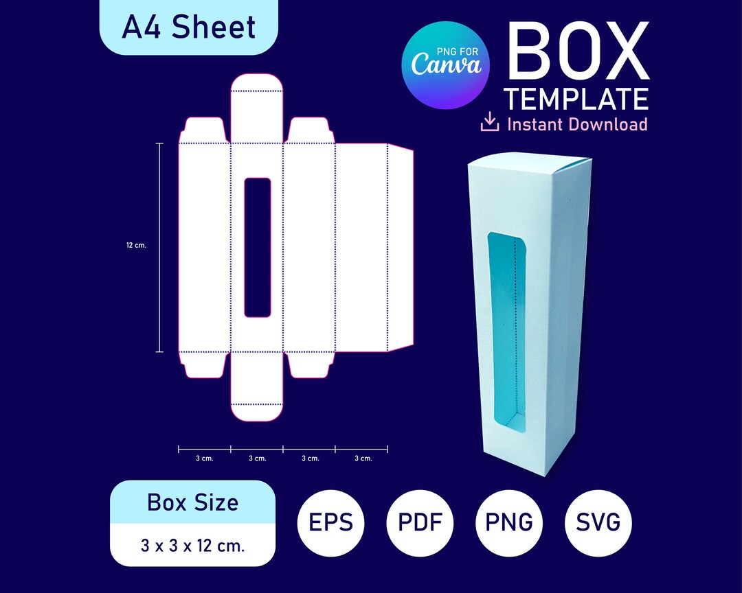 Classic Box With Window Template, Classic Box SVG, Square Box Packaging ...