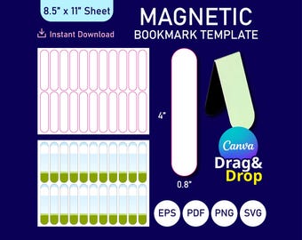 Magnetic Bookmark Template, Bookmark Template SVG, Bookmark SVG, Blank ...