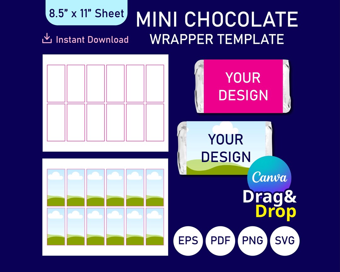Mini Chocolate Wrapper Template, Chocolate Bar Wrapper Template, Party ...