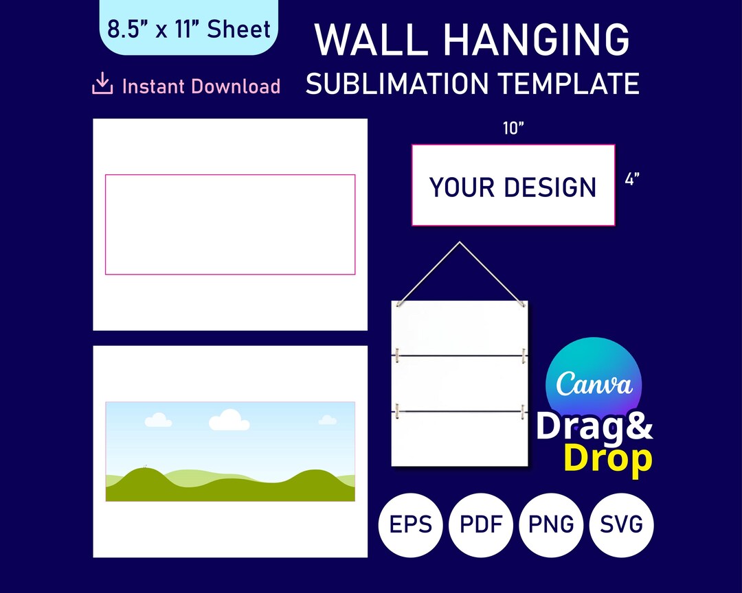 Wall Hanging Template, Wall Hanger Template, Sublimation Template, Wall ...