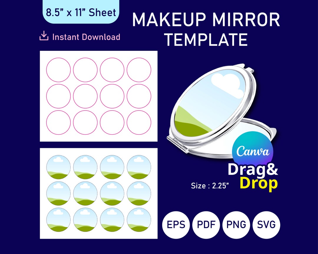 Mirror Template, Makeup Mirror Template, Mirror Blanks Sublimation ...