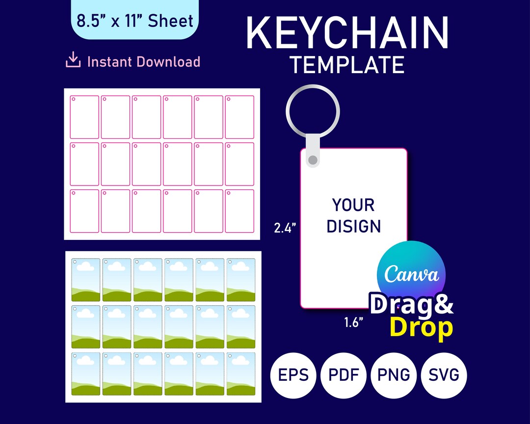 Keychain Template, Sublimation Keychain , Keychain Sublimation ...