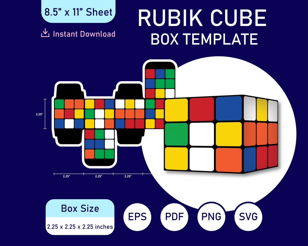 Rubik Box Template, Rubik Cube Box Template , Party Box Template, Rubik ...
