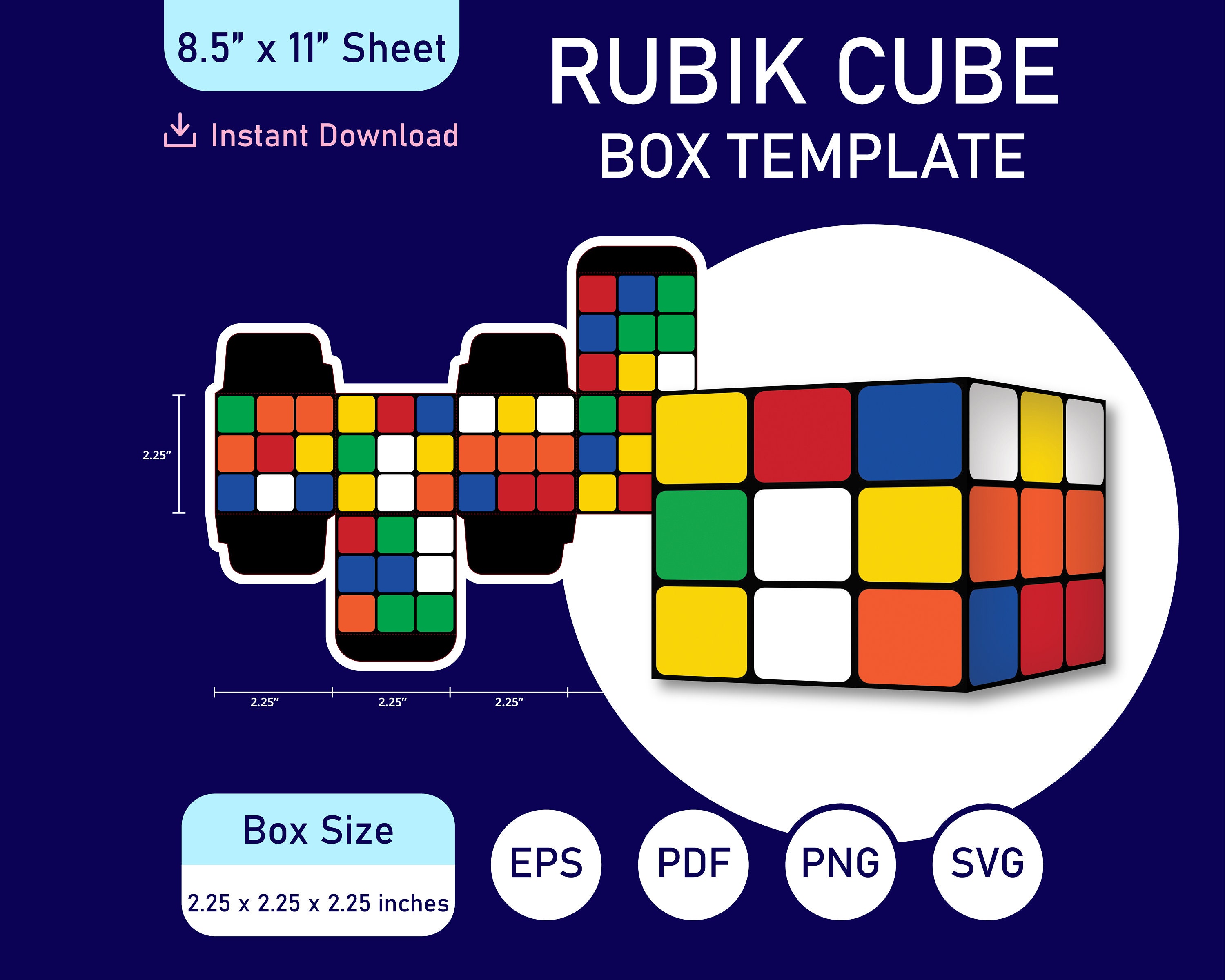 Rubik Box Template, Rubik Cube Box Template , Party Box Template, Rubik ...