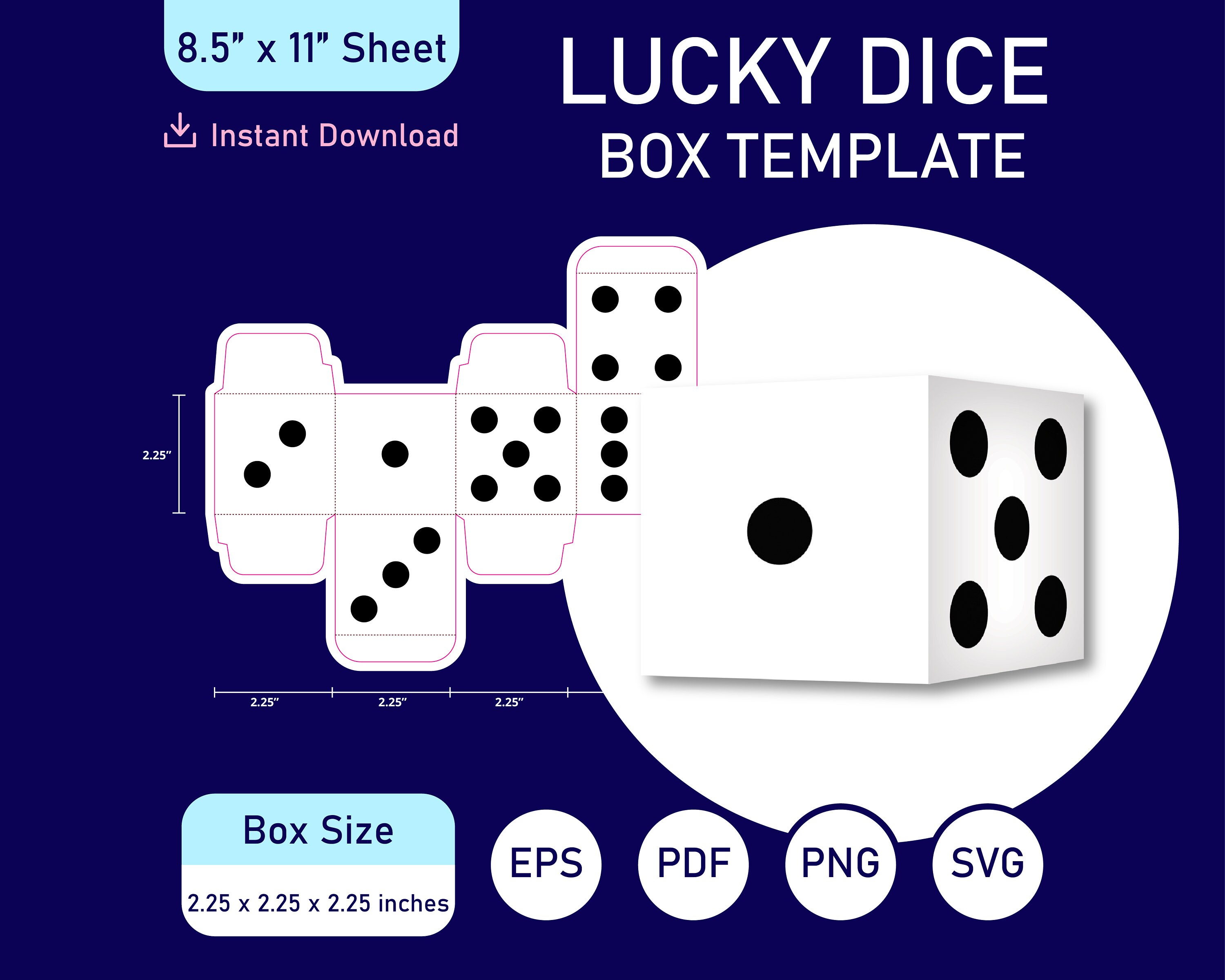 Lucky Dice Box Template, Dice Box Template , Party Box Template, Gabe ...