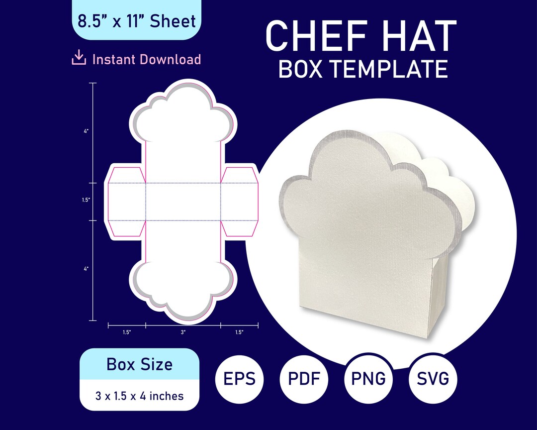 Chef Hat Box Template, Candy Box Template , Party Box Template, Box for ...