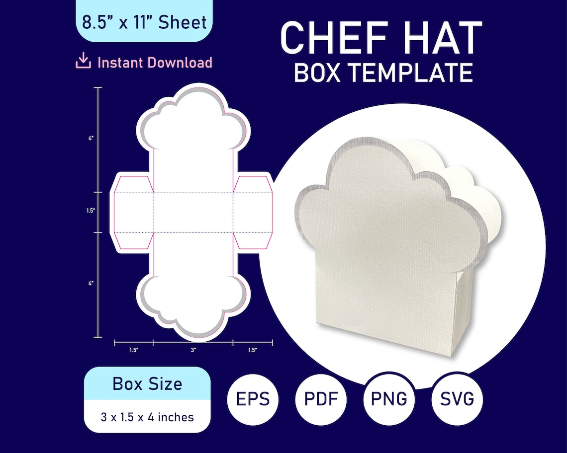Chef Hat Box Template, Candy Box Template , Party Box Template, Box for ...