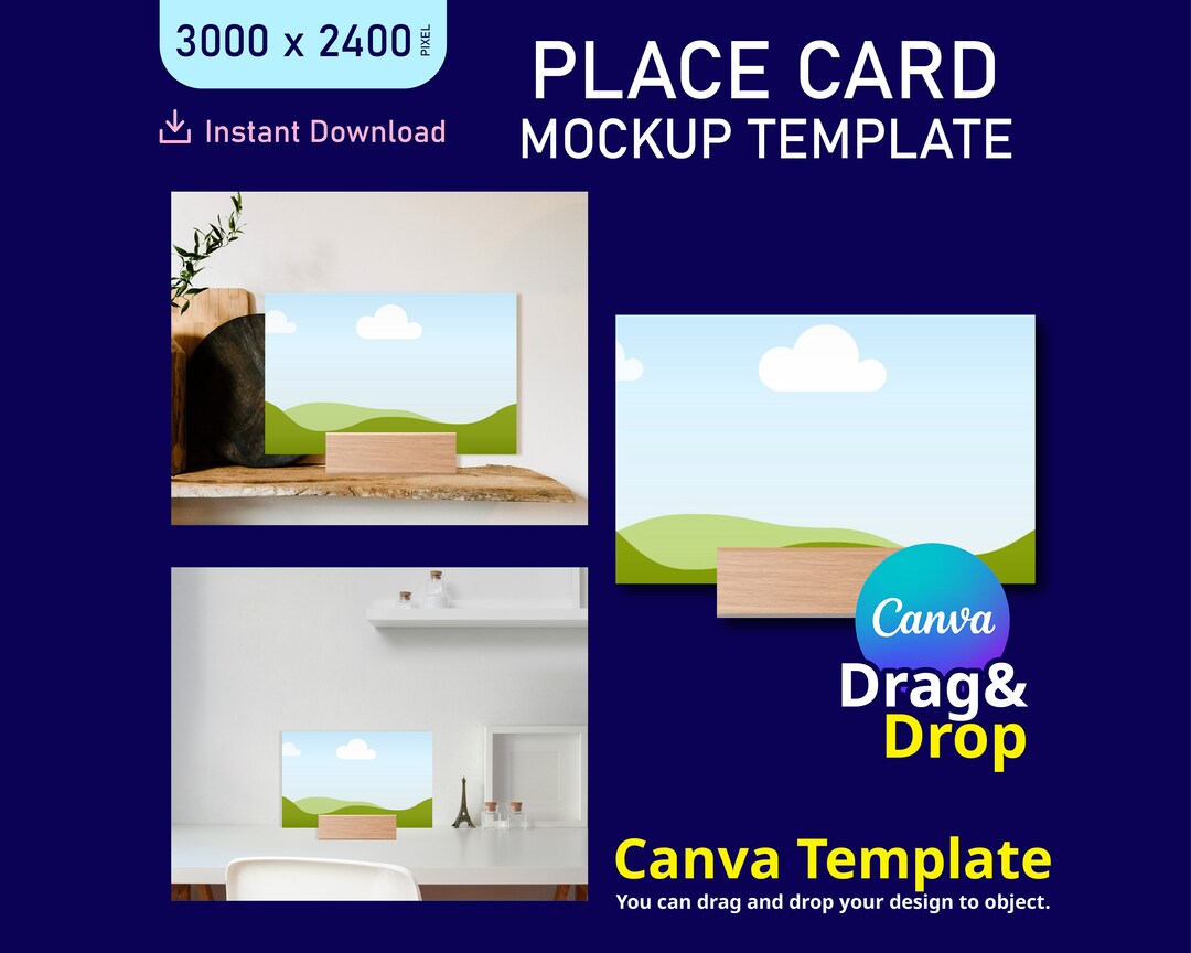 Place Card Mockup, Place Card Mockup Template, Place Card Mock Up, Card ...