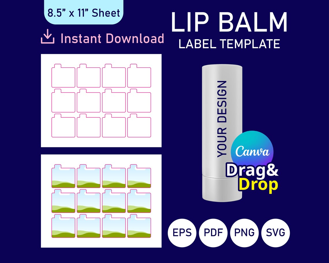 Lip Balm Template, Lip Balm Template SVG, Lip Balm Canva Template, Lip ...