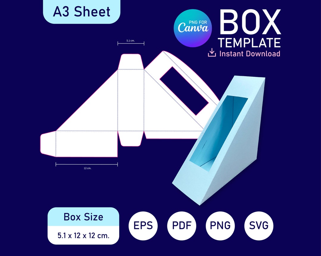 Sandwich Box Template, Fast Food Box Template, Sandwich Box Packaging ...