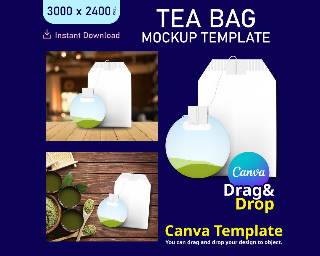 Tea Bag Mockup, Tea Bag Mockup Template, Tea Bag Mock Up, Tea Bag Label ...