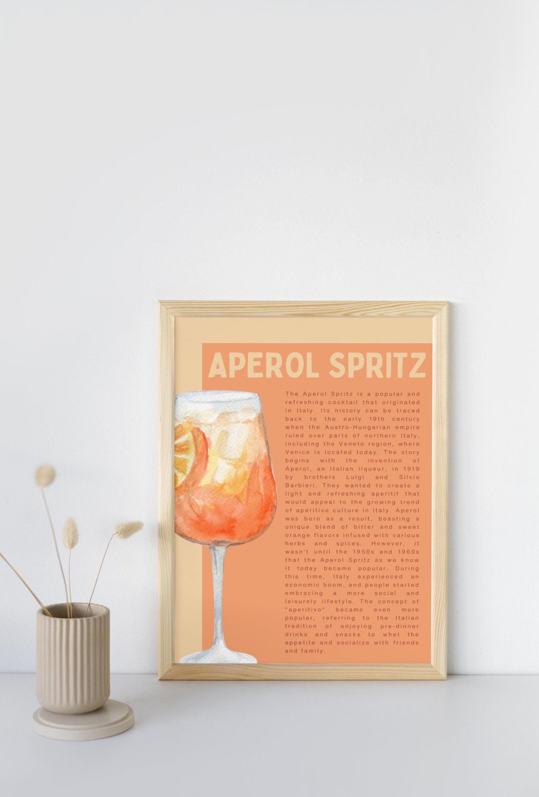 Aperol Spritz Wall Art, Digital Print, Cocktail, Bar Cart Art, Instant ...