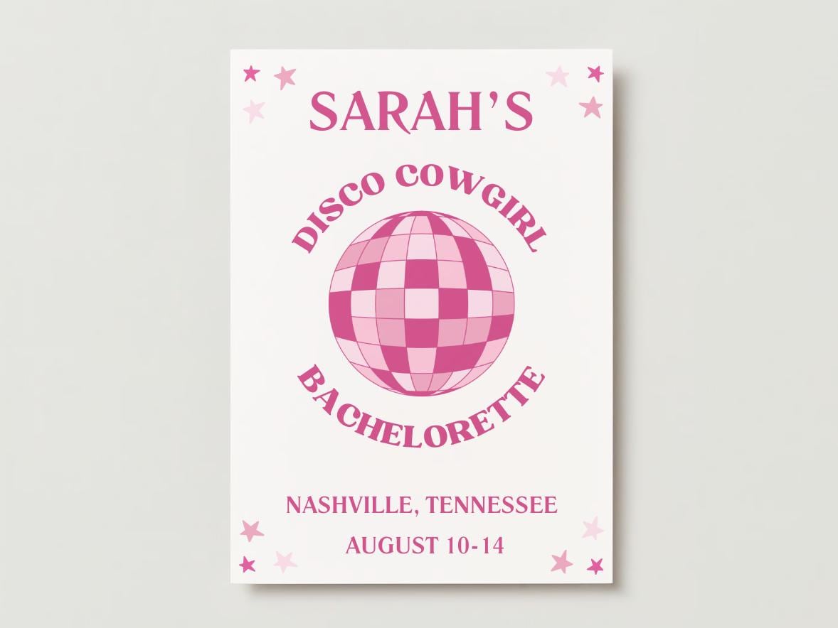 Disco Cowgirl Bachelorette Party Itinerary Template, Western, Nashville ...